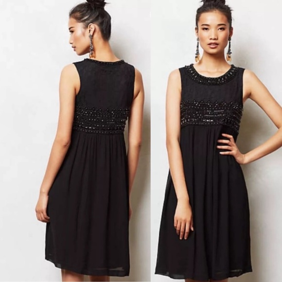 Anthropologie | Dresses | Anthropologie Black Lace Beaded Lbd Little ...